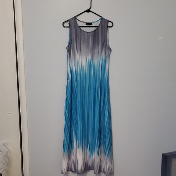 Reborn | Dresses | Reborn Blue And Gray Maxi Dress | Poshmark